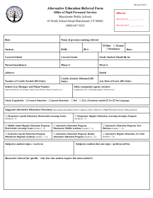 Fillable Online Alternative Education Referral Form. Alternative Education Referral Form Fax ...