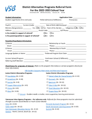 Fillable Online District Alternative Programs Referral Form For the 2022- ... Fax Email Print ...
