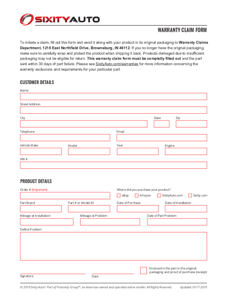 Fillable Online Warranty and Service claim form instructions Fax Email ...