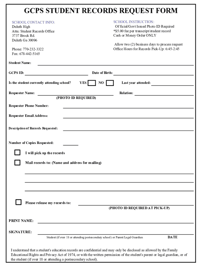 Fillable Online Academic Information / Transcript Request Fax Email Print - pdfFiller