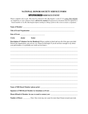 Fillable Online NHS Sponsored Hours Form.docx Fax Email Print - pdfFiller