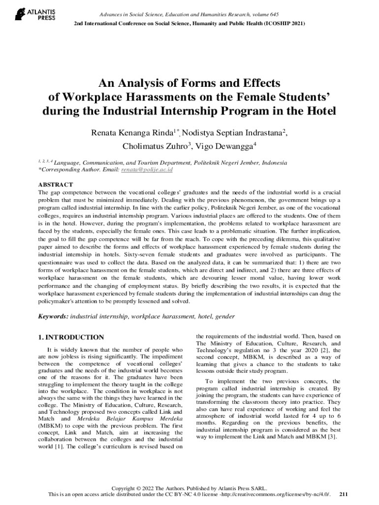 Fillable Online An Analysis of Forms and Effects of Workplace ... Fax ...
