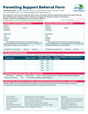 Fillable Online Parenting Programme Referral Form - London Fax Email ...