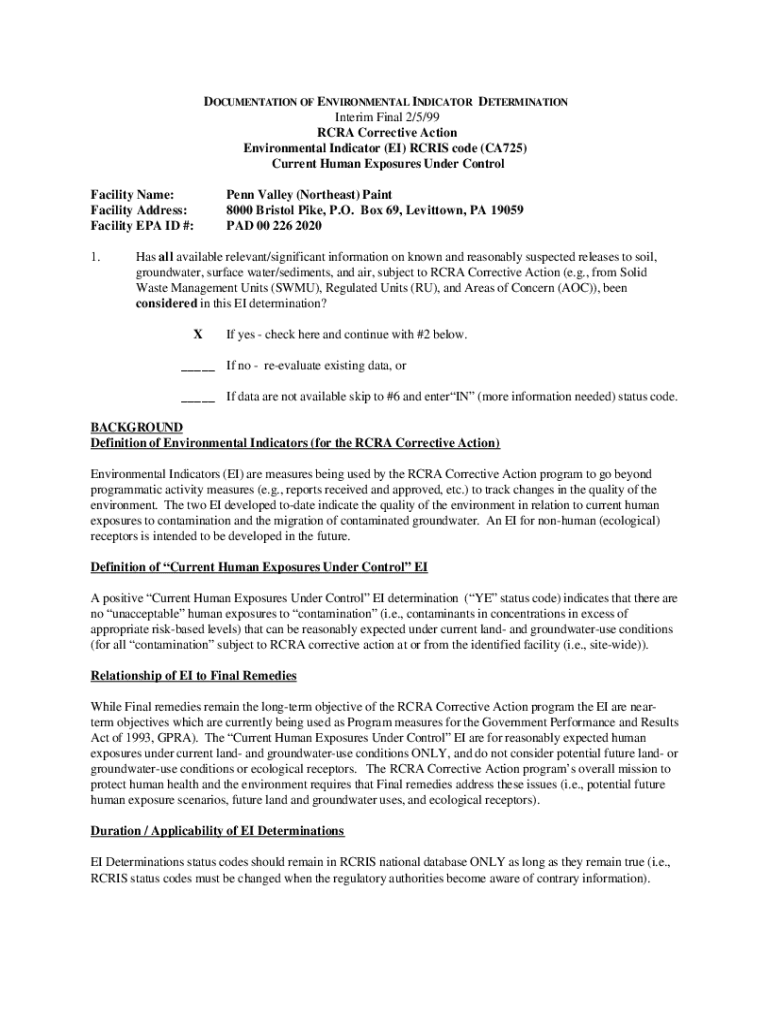 Fillable Online Region 3 RCRA Corrective Action Environmental Indicator ...