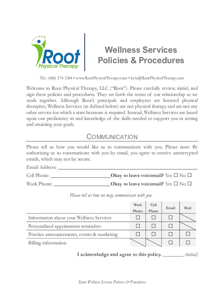 Fillable Online Employee Wellness Program Policy Template Fax Email ...