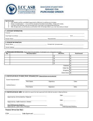 Fillable Online ASB Purchase Order Request Form Fax Email Print - pdfFiller