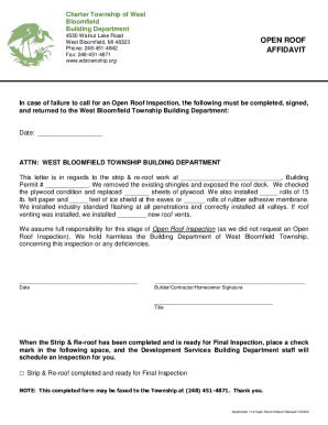 Fillable Online Open Roof Affidavit Fax Email Print - pdfFiller