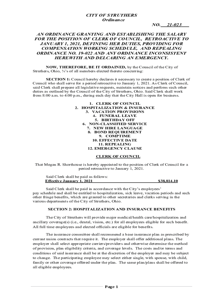 Fillable Online City Of Struthers, Ohio Police Officer Salaries Fax ...