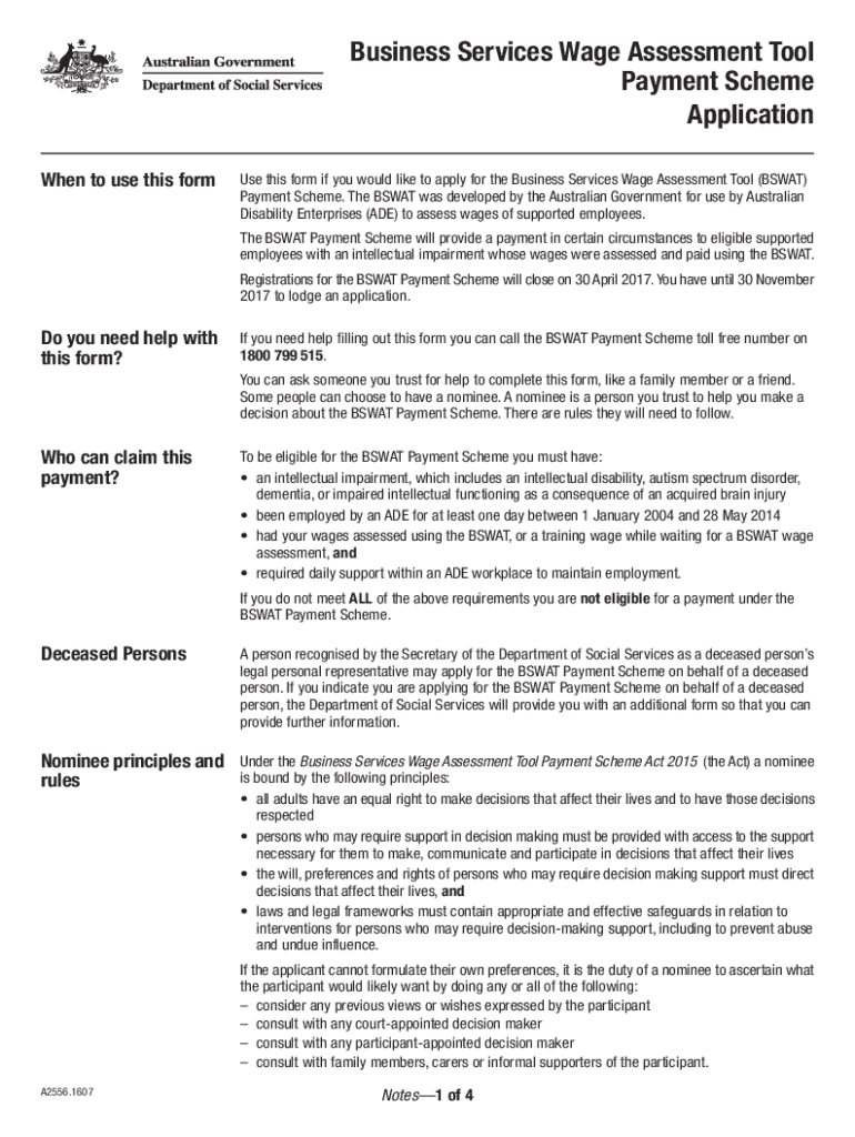 Fillable Online Business Services Wage Assessment Tool Payment Scheme Application Fax Email ...