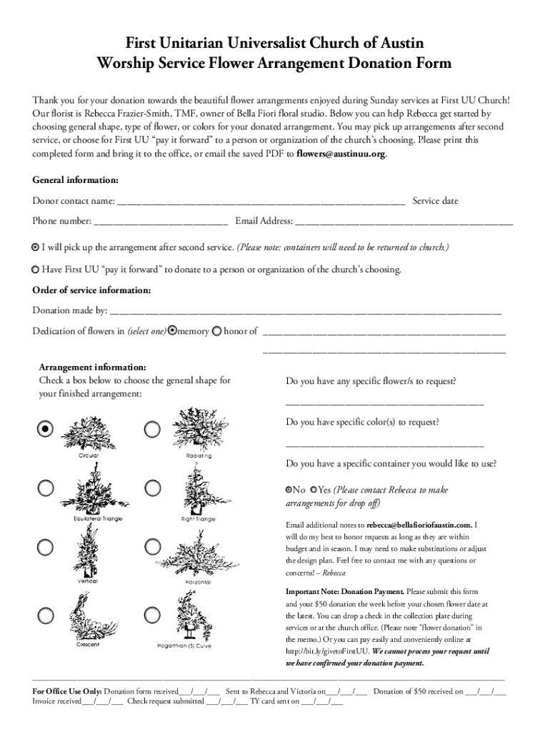 Fillable Online Flower donation form Fax Email Print - pdfFiller