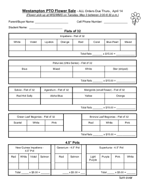 Fillable Online WPTO Spring Flowers Order Form Fax Email Print - pdfFiller