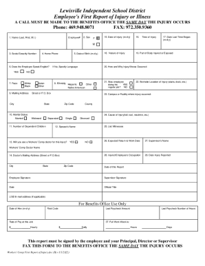 Fillable Online 1 EMPLOYER'S FIRST REPORT OF INJURY OR ILLNESS ... Fax Email Print - pdfFiller