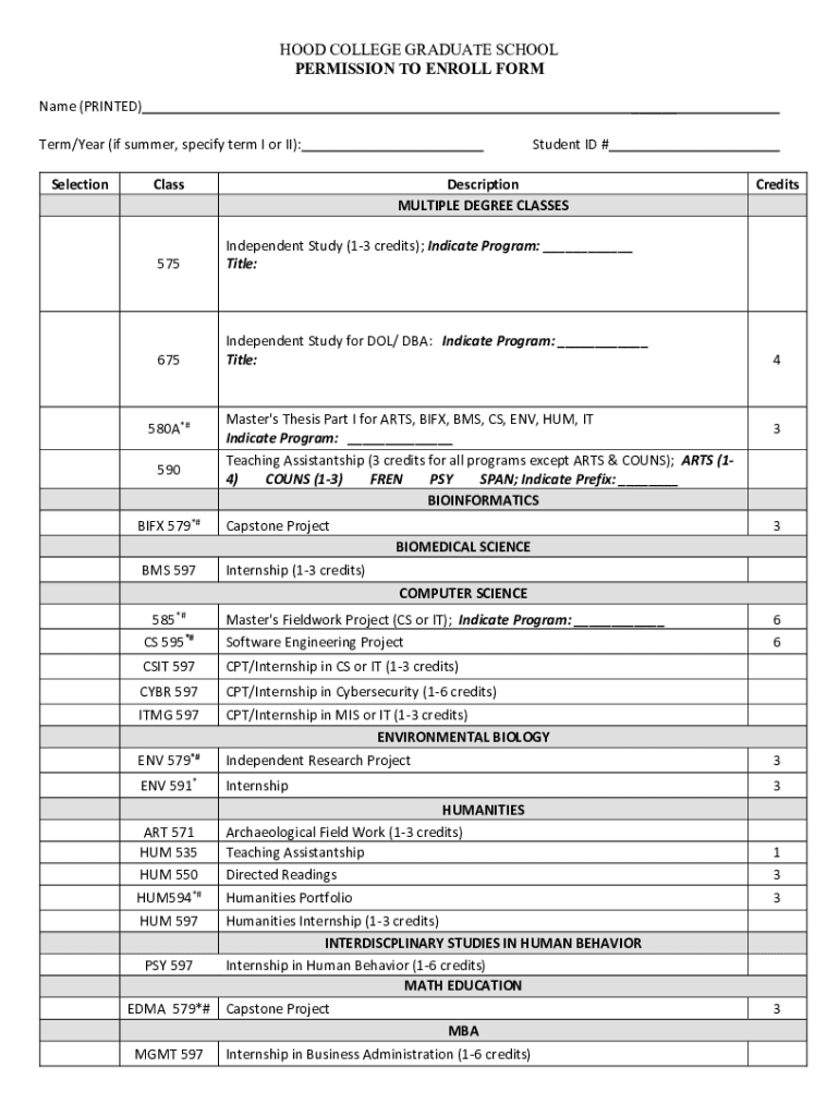Fillable Online Graduate School Permission to Enroll Form Fax Email Print - pdfFiller
