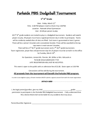 Fillable Online Dodgeball Tournament Information and Release Form Fax ...