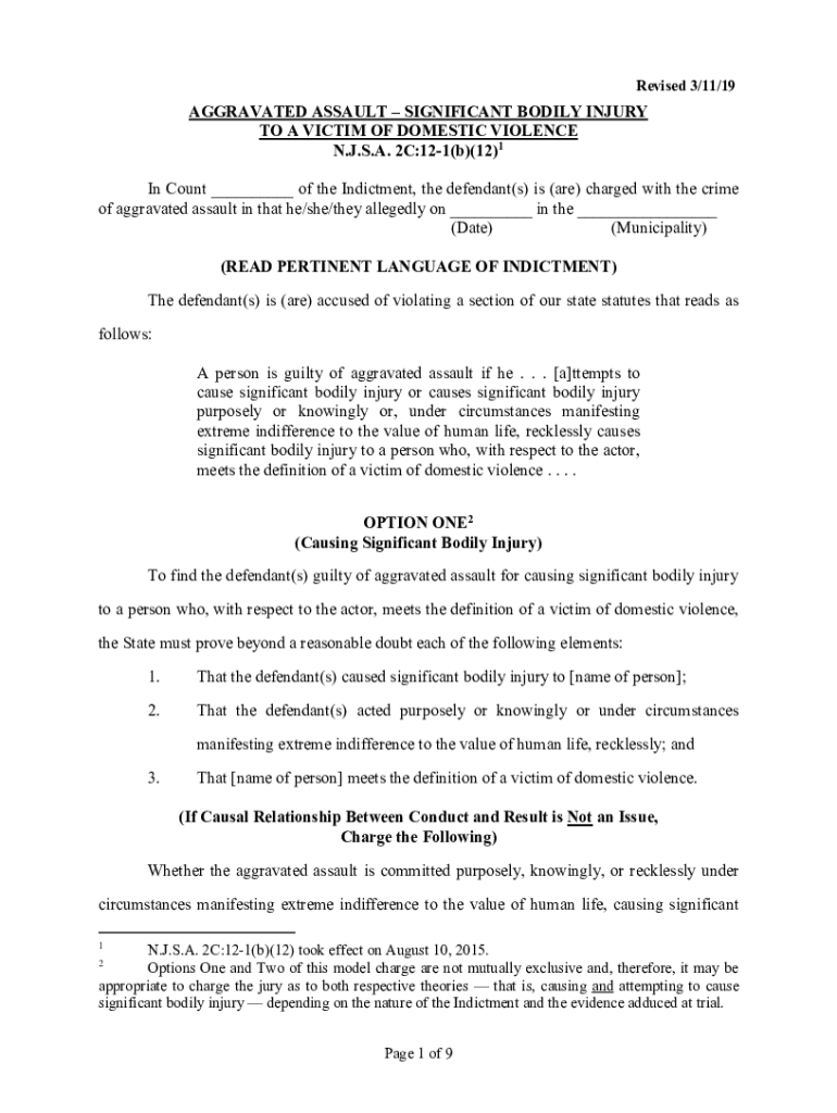 Fillable Online Aggravated AssaultSignificant Bodily Injury to a Victim ...