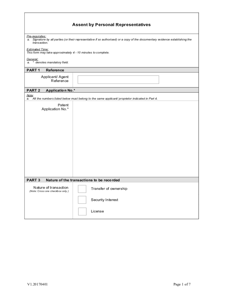 Fillable Online template-for-assent-by-personal-representatives.doc Fax ...