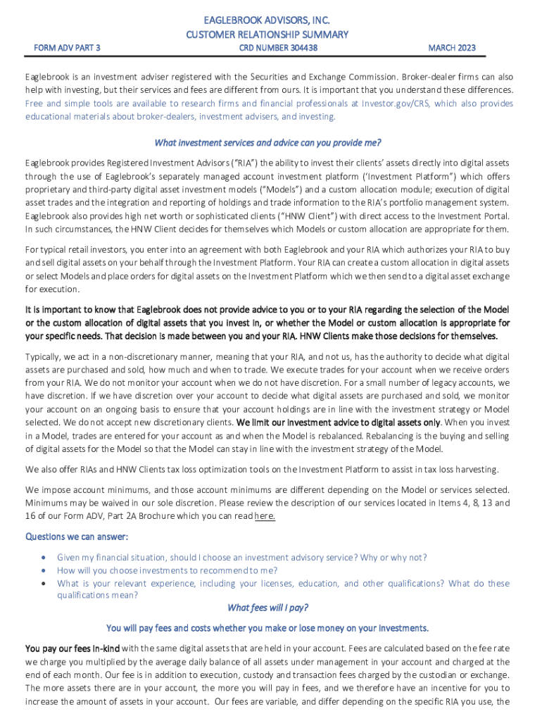 Fillable Online Form ADV Part 3 Customer Relationship Summary - SpaceCraft Fax Email Print ...