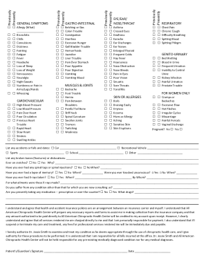 Fillable Online Clinic Neurosurgery Spine Health History Form Fax Email ...