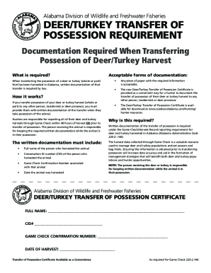 Fillable Online New Deer Zones, Hunting 101 and Transfer of Possession ...
