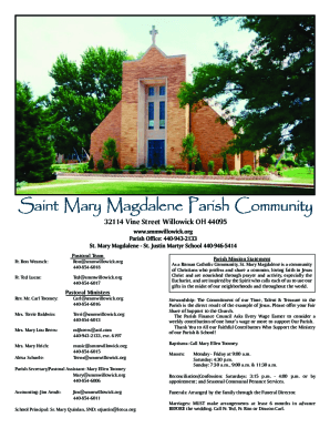 Fillable Online Staff - St. Mary Magdalene Catholic Church - Willowick, OH Fax Email Print ...