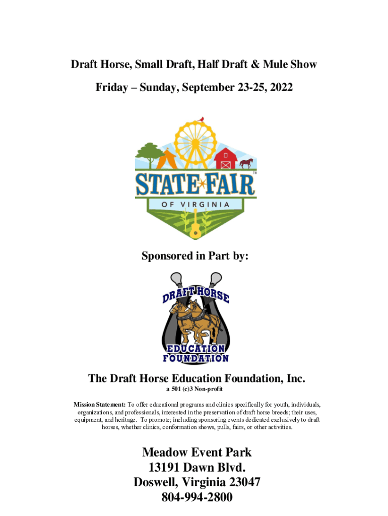 Fillable Online Draft Horse, Small Draft, Half Draft & Mule Show Fax ...