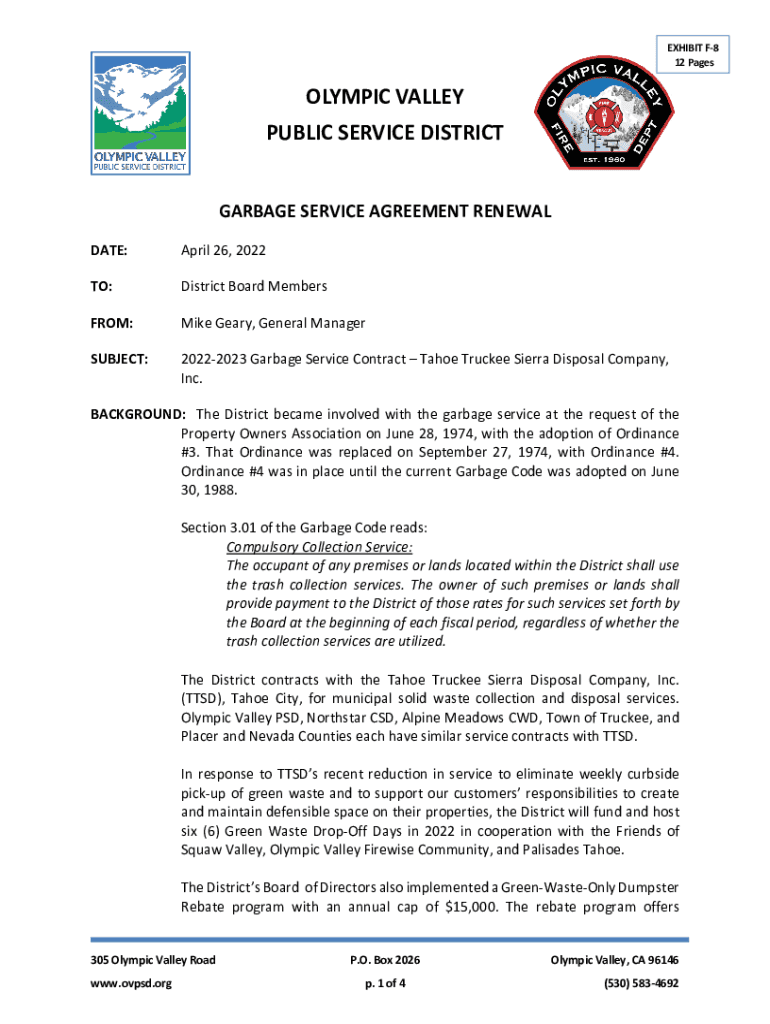 Fillable Online garbage service agreement renewal Fax Email Print ...