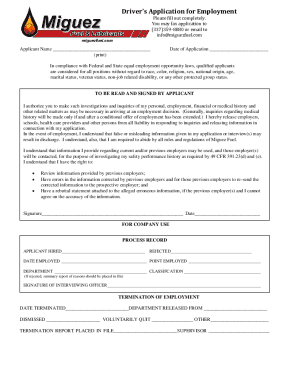 Fillable Online Truck Driver Employment Application Template - Fill ...