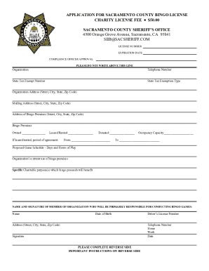 Fillable Online Bingo License Application - Charity Bingo License ...