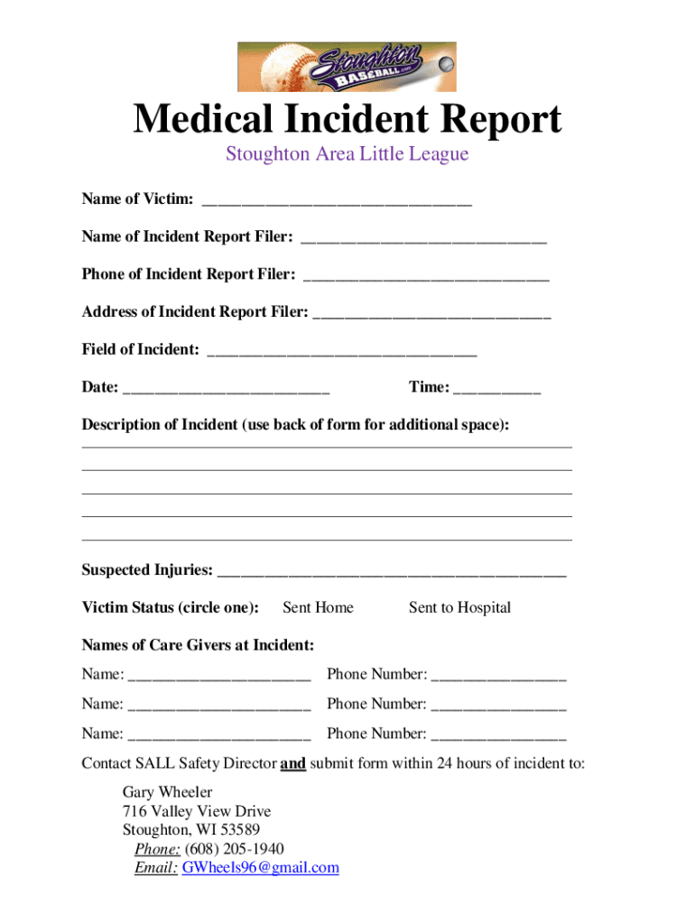 Fillable Online Incident Injury Tracking Form Fax Email Print - pdfFiller