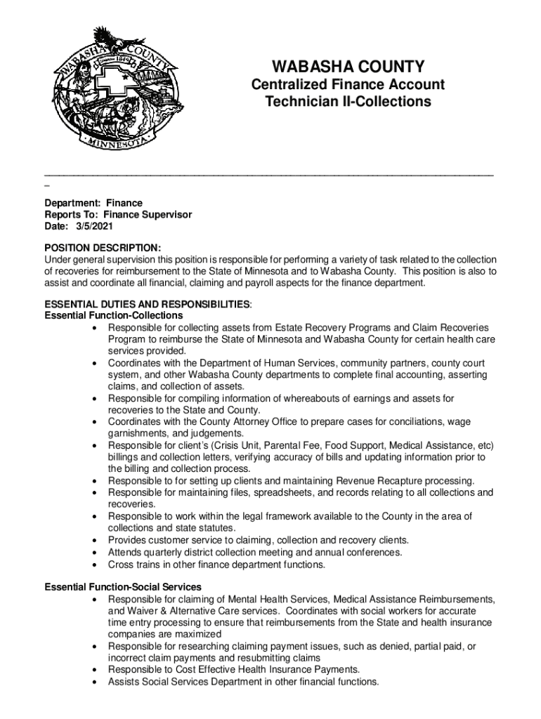Fillable Online Administrative Assistant IV Nobles County Fax Email Print - pdfFiller