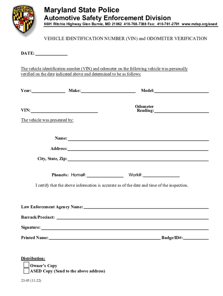 Fillable Online maryland state registered inspection mechanic form Fax ...