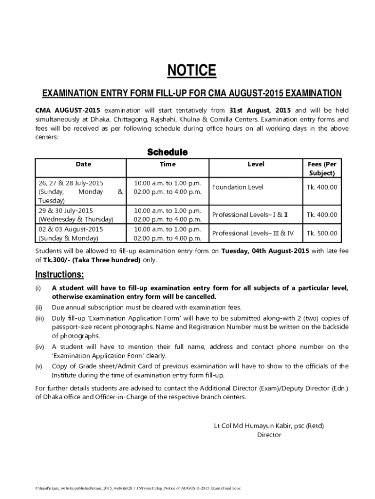 Fillable Online REVISED Form Fill Up Notice Routine PDF Fax Email Print ...