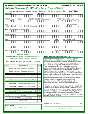 Fillable Online 2023 OFFICIAL ENTRY FORM Fax Email Print - pdfFiller