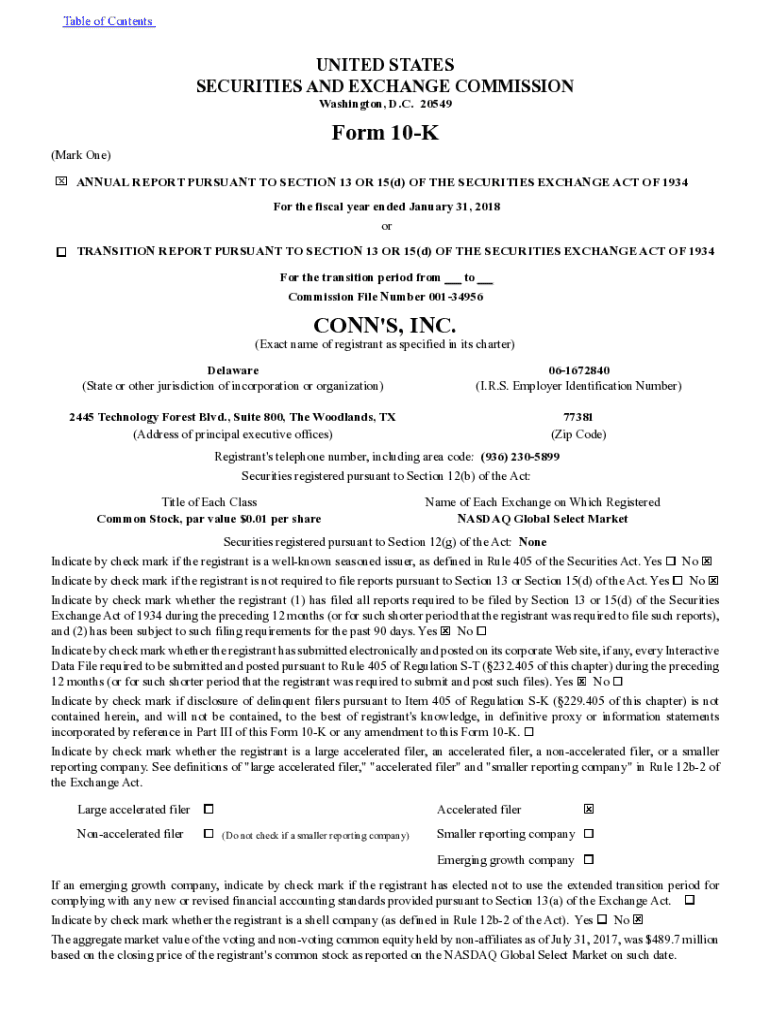 Fillable Online Form 10-K CONN'S, INC. Fax Email Print - pdfFiller