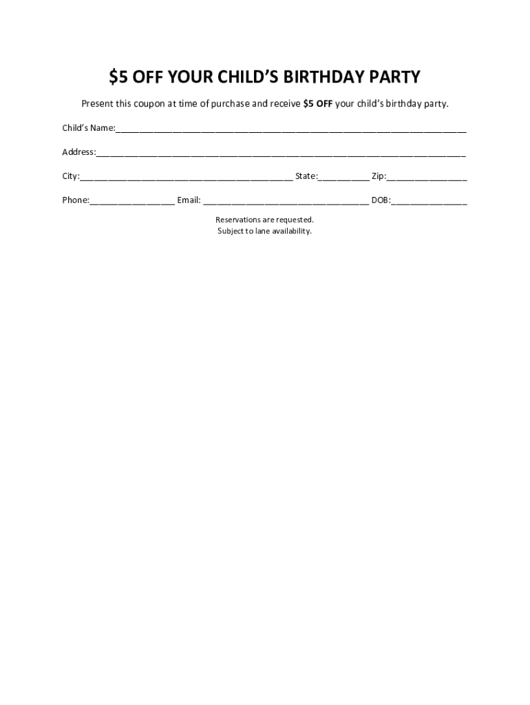 Fillable Online What Is a Fiver Party? - Invite Wording for a Fiver ...