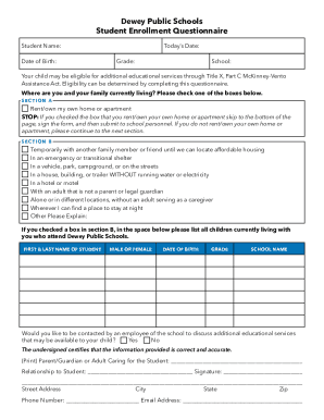 Fillable Online Dewey Elementary New Student Enrollment ID - Connect ...