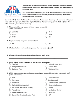 Fillable Online The Parks and Recreation Department of ... Fax Email Print - pdfFiller