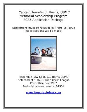 Fillable Online Captain Jennifer J. Harris, USMC Memorial Scholarship ...