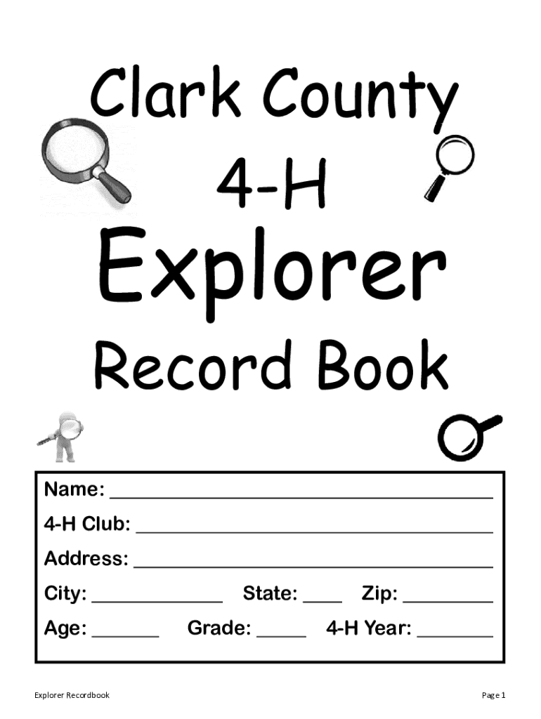 Fillable Online YEAR TWO/THREE Cloverbud Record Book Clark County 4-H ...
