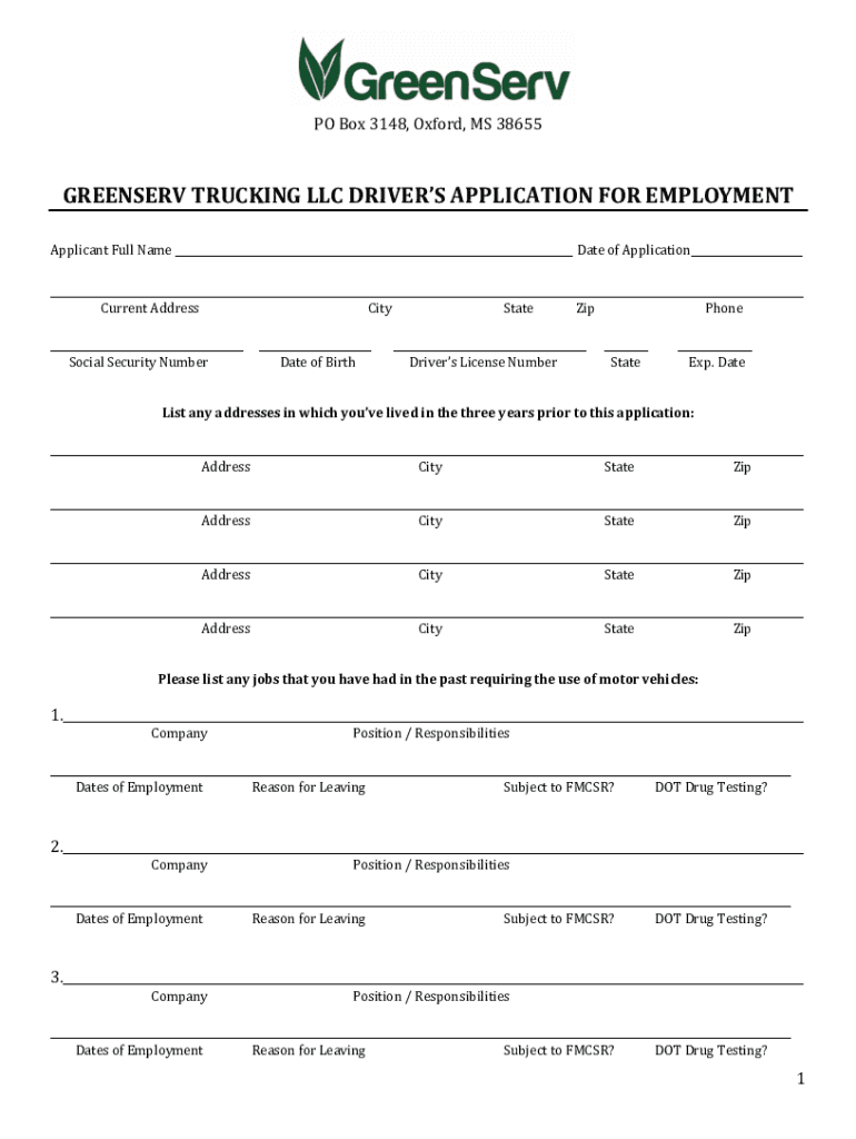 Fillable Online application for authorization to drive company driver ...