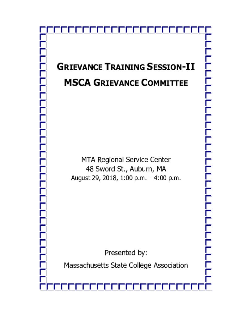 Fillable Online GRIEVANCE TRAINING SESSION-II ... Fax Email Print ...