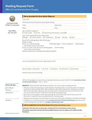 Fillable Online Meeting Request Form - Commissioner Douglas Fax Email ...