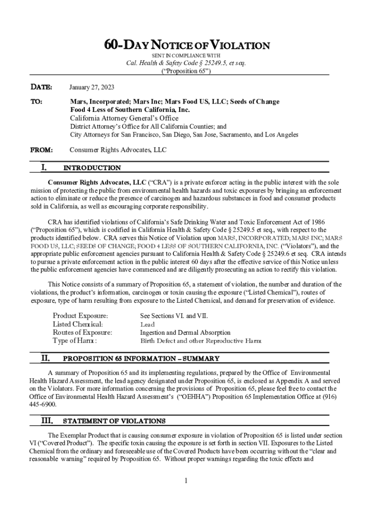 Fillable Online oag ca 60 Day NOV Seeds of Change Quinoa Borwn and Red Rice with Flaxseed Fax ...