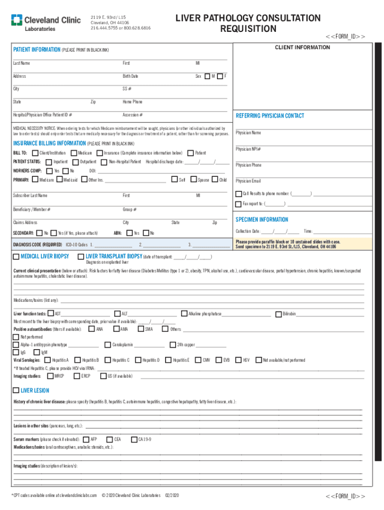 Fillable Online LIVER PATHOLOGY CONSULTATION REQUISITION Fax Email Print - pdfFiller