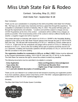 Fillable Online Miss Utah State Fair and Rodeo Queen Fax Email Print ...