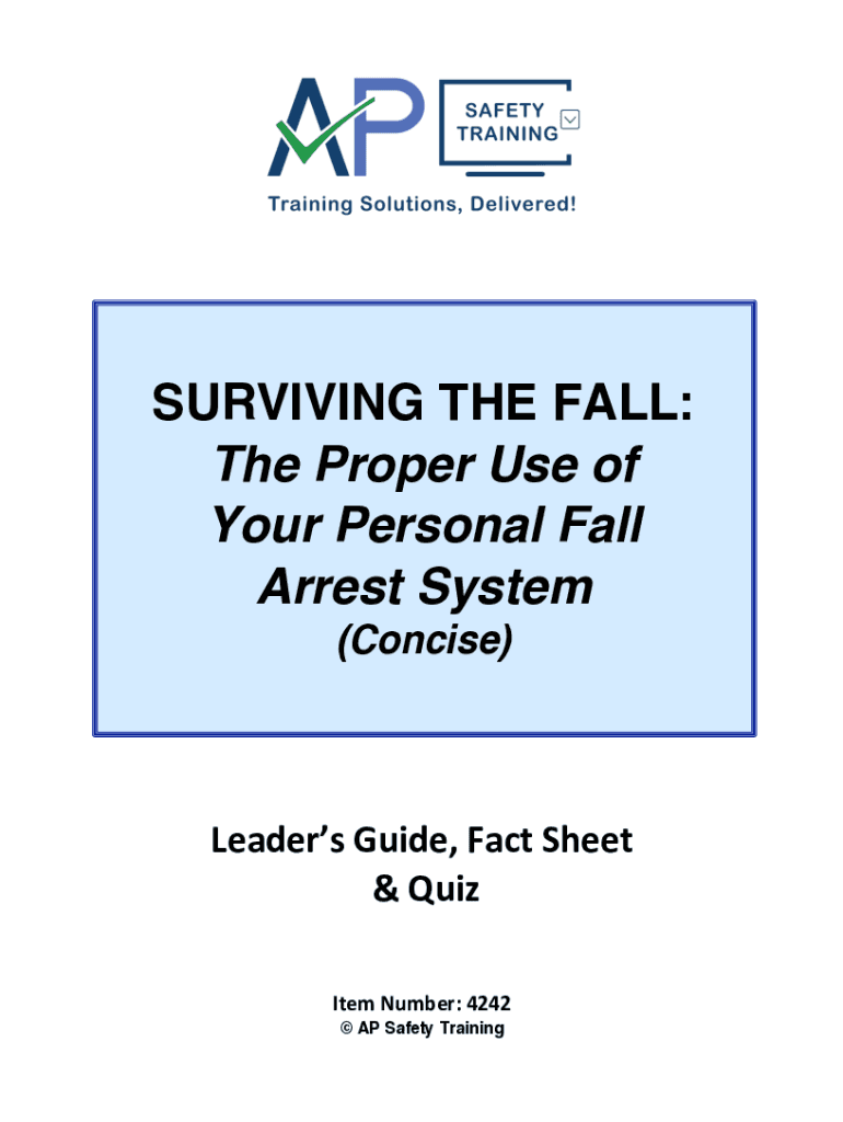 Fillable Online The Proper Use of Your Personal Fall Arrest System Fax ...