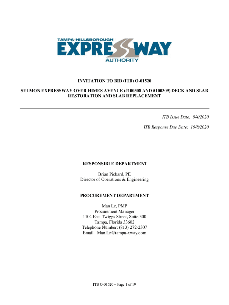 Fillable Online tampa-hillsborough county expressway authority addendum ...
