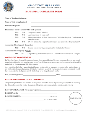 Fillable Online GODPARENT FORM FOR BAPTISM Fax Email Print - pdfFiller