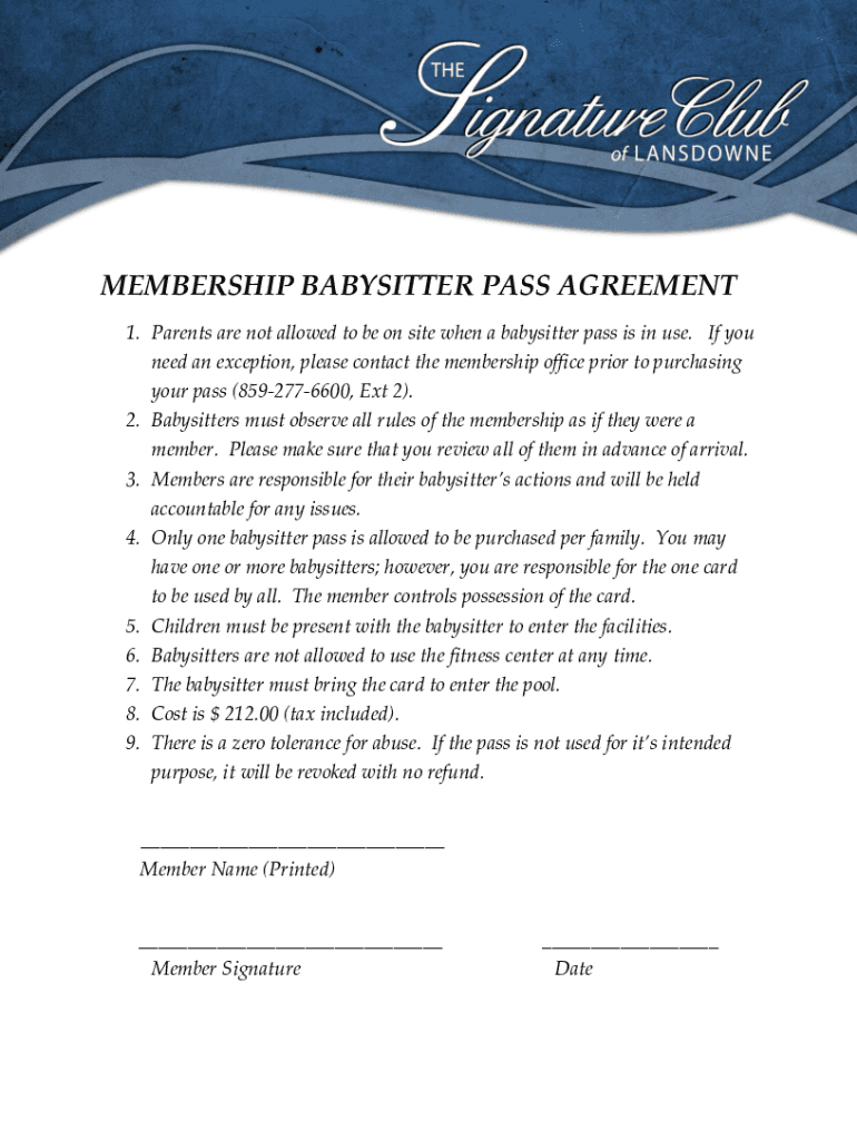 Fillable Online emergency assistance babysitting agreement and request ...