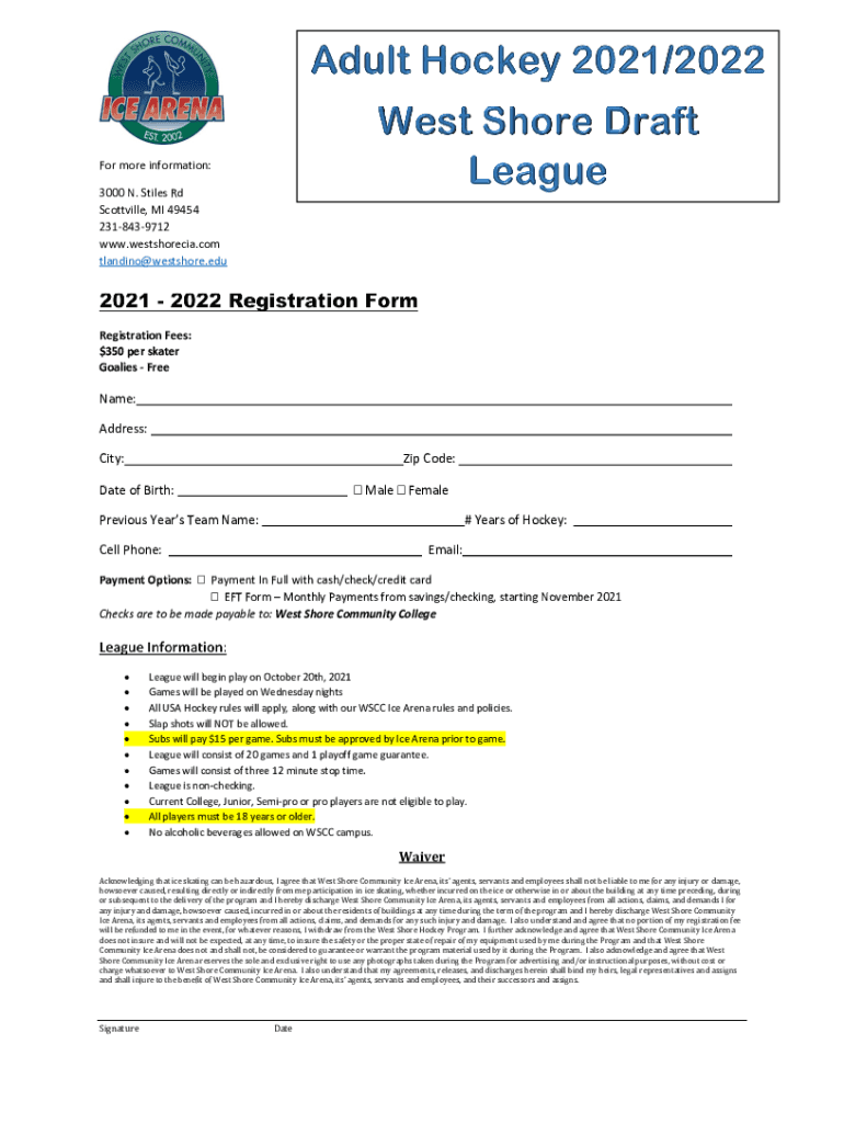 Fillable Online West Shore Community Ice ArenaHome of the West Shore ... Fax Email Print - pdfFiller